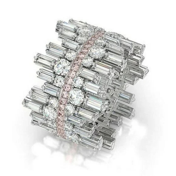 Jewelry | Statement New 84 Ct Sterling Silver Diamond Ring | Poshmark